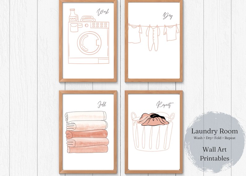 Laundry Room Decor Printables | Laundry Room Wall Art | Wash| Dry| Fold ...
