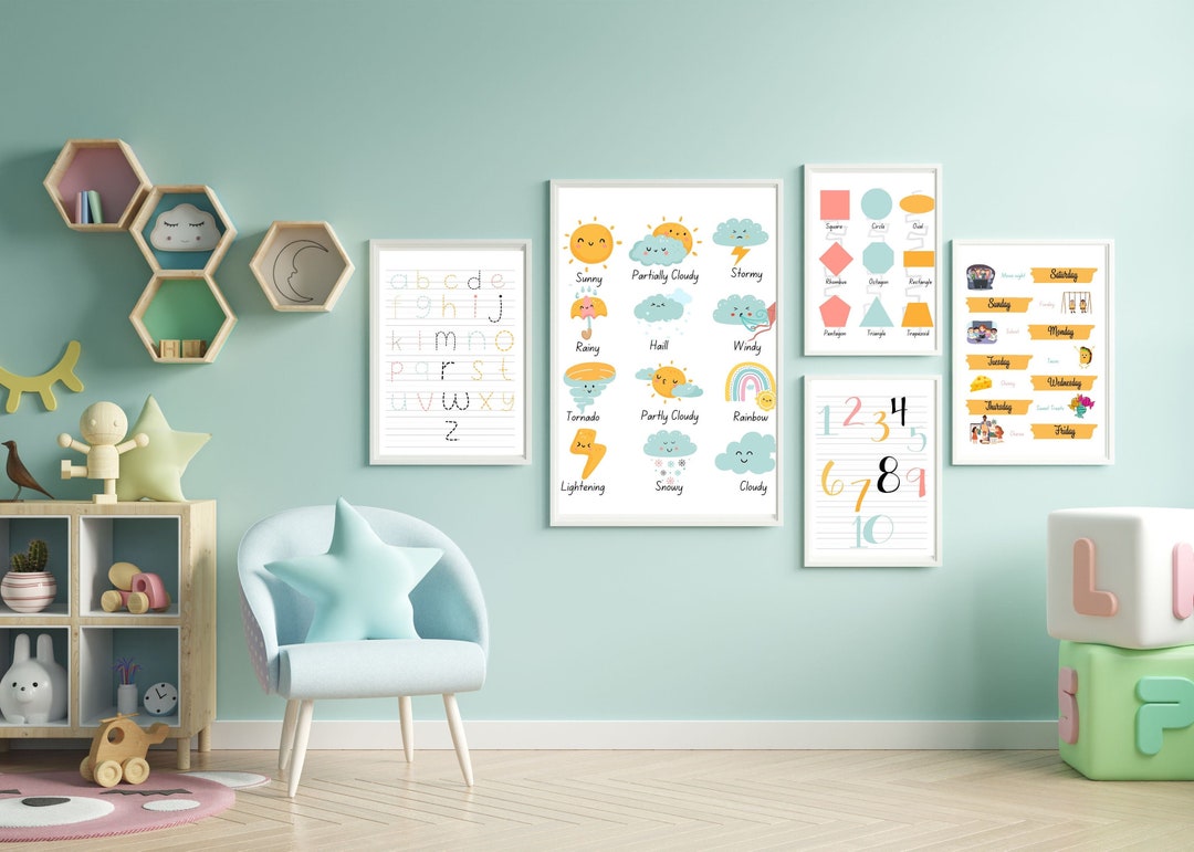 Printable Colorful Wall Decor to Help Kids Learn Their Abcs & More| Set ...