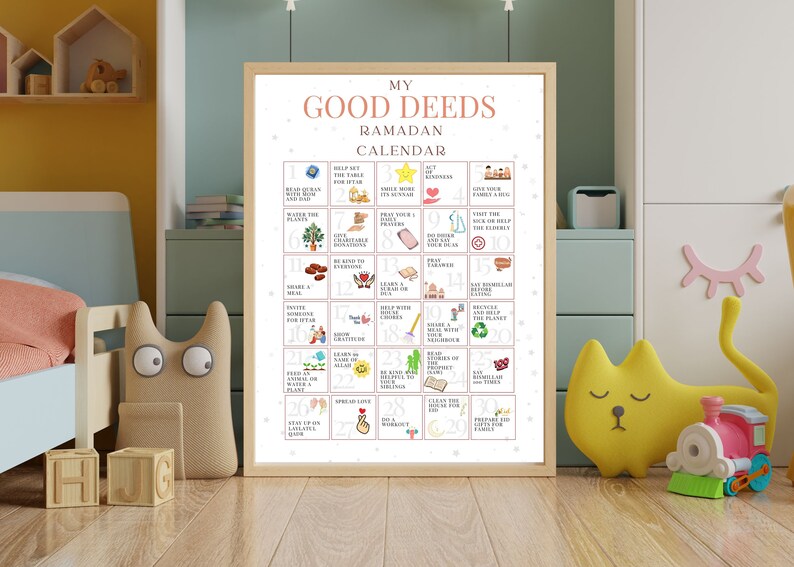 Ramadan Good Deeds Calendar | 30 Day Ramadan Calendar| Islamic Prints ...