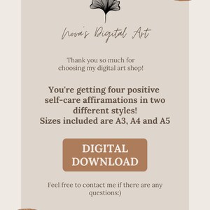 Positive Self-care Affirmations Wall Art Set, Digital Download, Wall ...