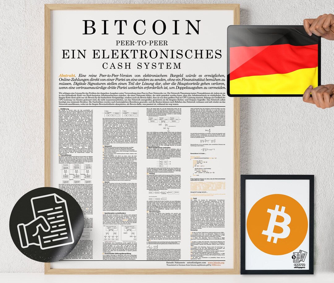Bitcoin Poster Whitepaper Deutsch White | Crypto Poster | Bitcoin Wall ...