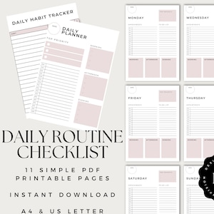 Daily Routine Checklist Weekly Planner Printable Habit Tracker Self ...