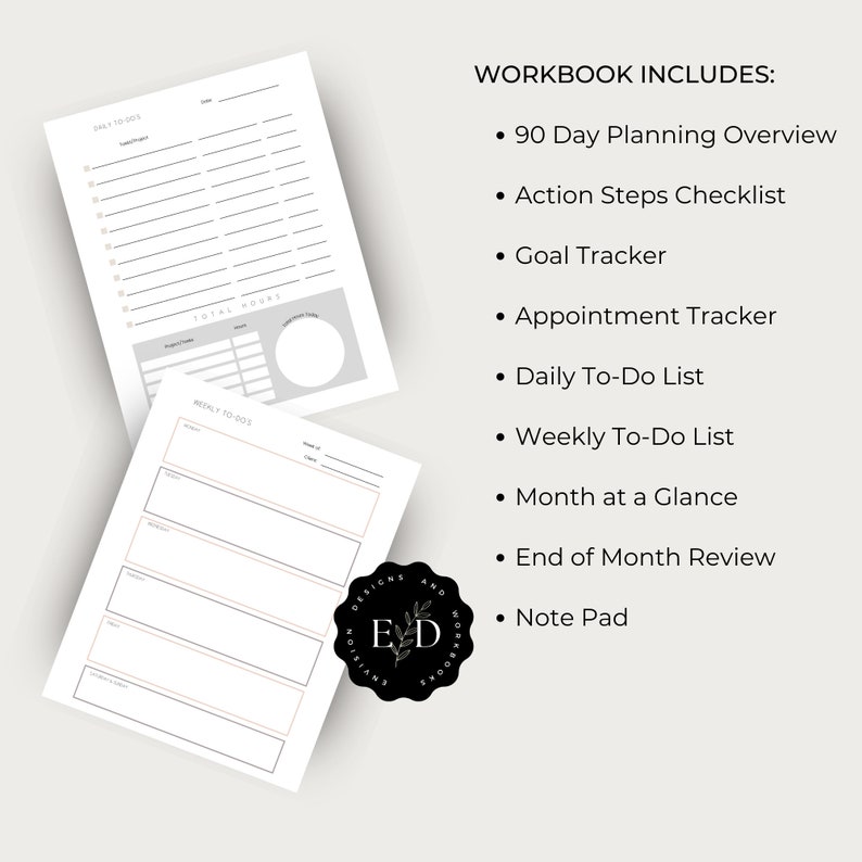 90 Day Planner | Undated | Guided Goal Setting Workbook | Daily ...