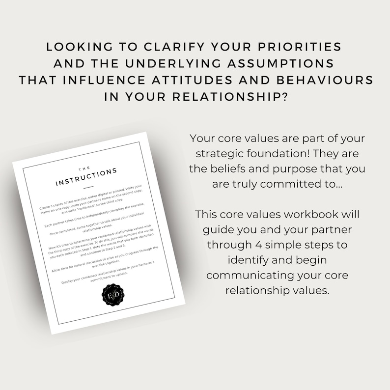 Couples Core Values Workbook: Relationship Communication (printable PDF ...