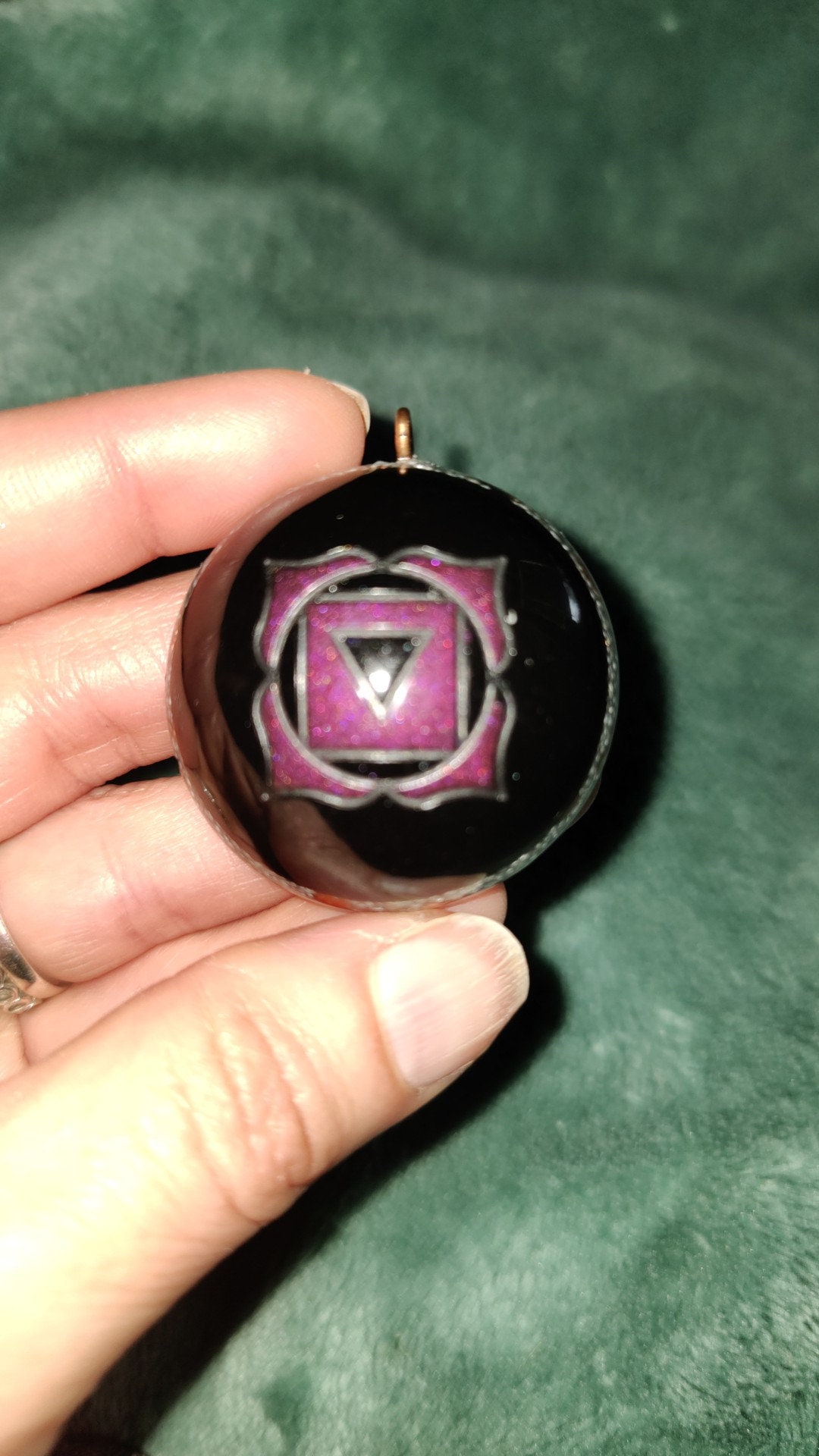 Half Moon Root Chakra Reversible Shungite EMF Filter/orgonite Pendant ...