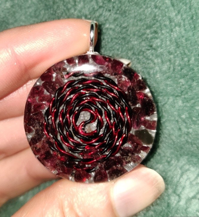 Red Shungite Sri Yantra Orgonite Reversible EMF Filter - Etsy