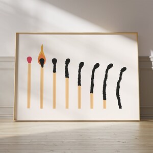 Landscape Matches Print, Bright Colorful Print, Matchbook Art, Retro ...