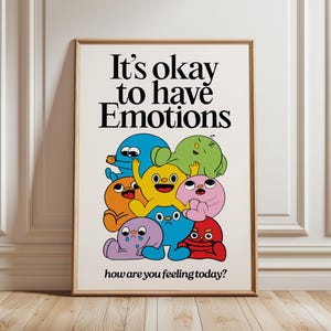 Emotions Wall Print, Feelings Chart Poster, Colorful Classroom Print, Kids Room Decor, School ...