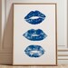 Blue Lipstick Kiss Wall Art, Kiss Lips Print, Trendy Lipstick Kisses ...