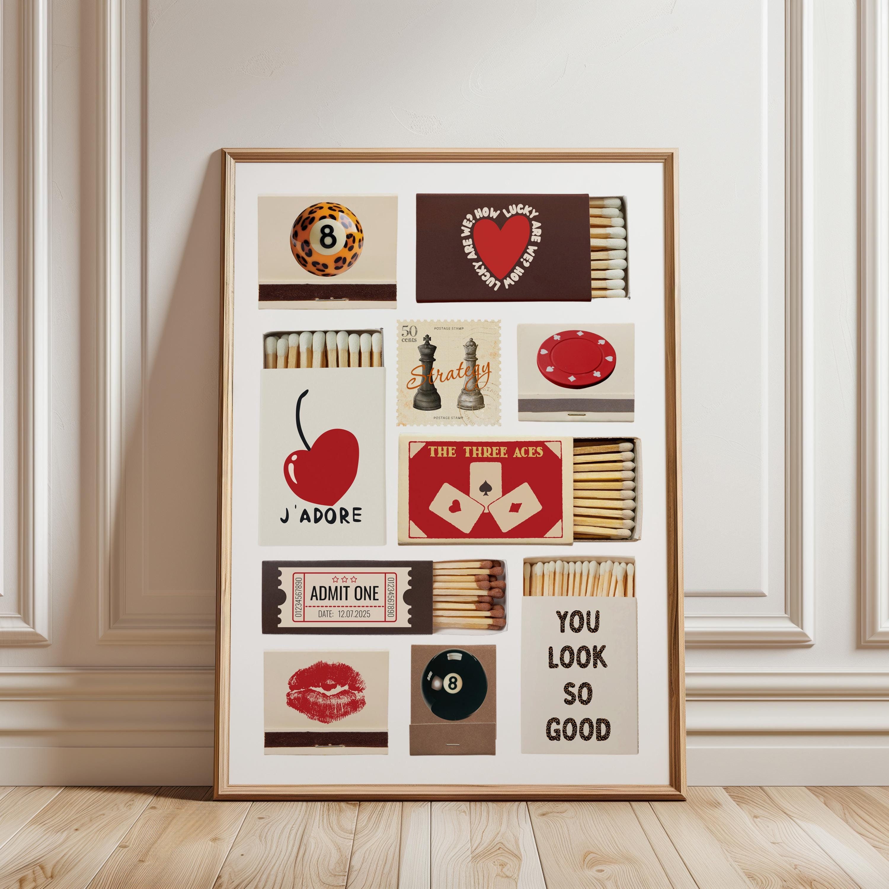 Vintage Matchbox Print, Retro Matchbook Wall Art, Trendy Matches Poster ...