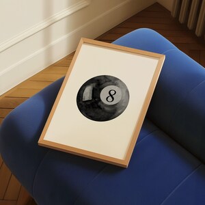 Trendy Retro 8 Ball Print, Vintage Billiard Ball Art, Funky Wall Art ...
