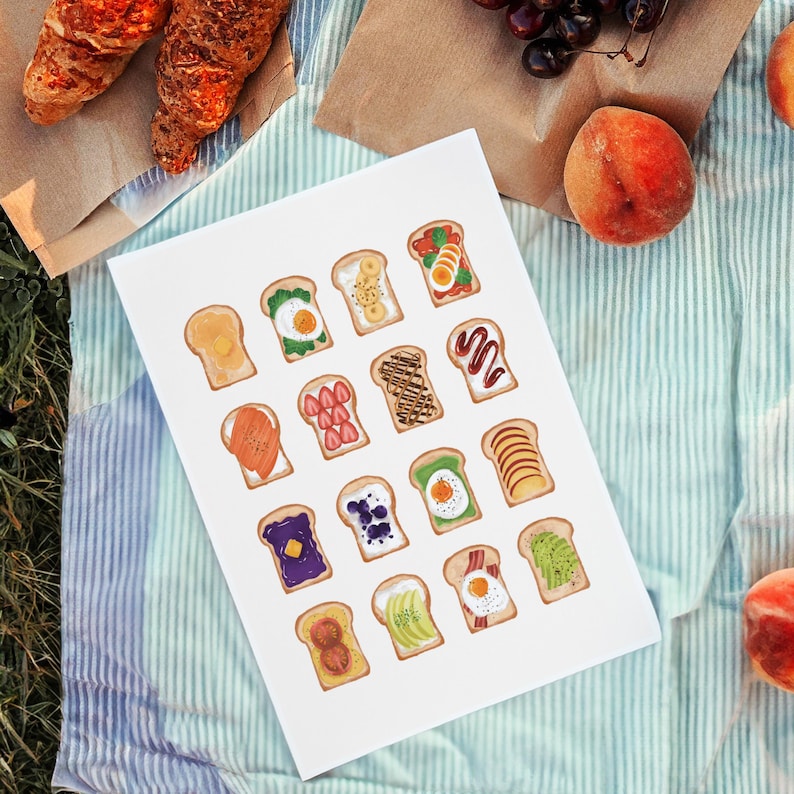 Toast Breakfast Print, Avocado Toast Decor, Trendy Kitchen Wall Art ...