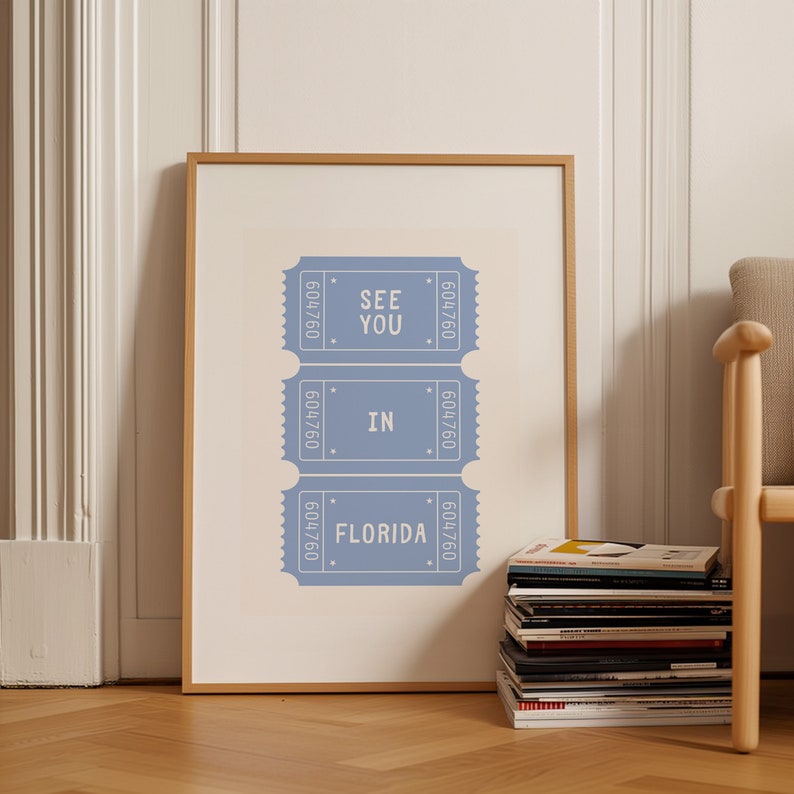 See You in Florida Print: Retro Ticket Stub Wall Art (digital Download ...