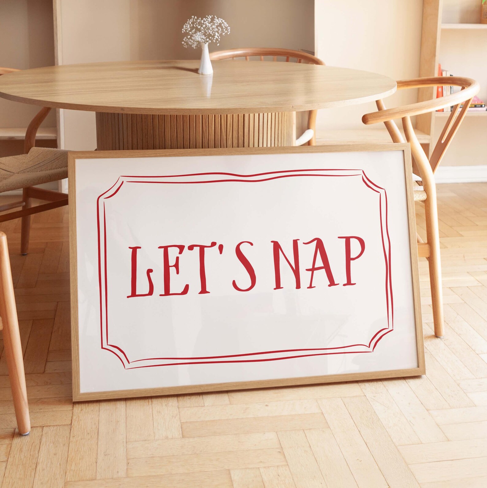 Let's Nap Above Bed Wall Print, Stay in Bed Print, Aesthetic Bedroom ...