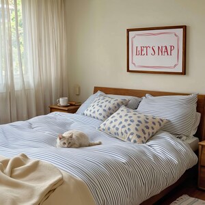 Let's Nap Above Bed Wall Print, Stay in Bed Print, Aesthetic Bedroom ...
