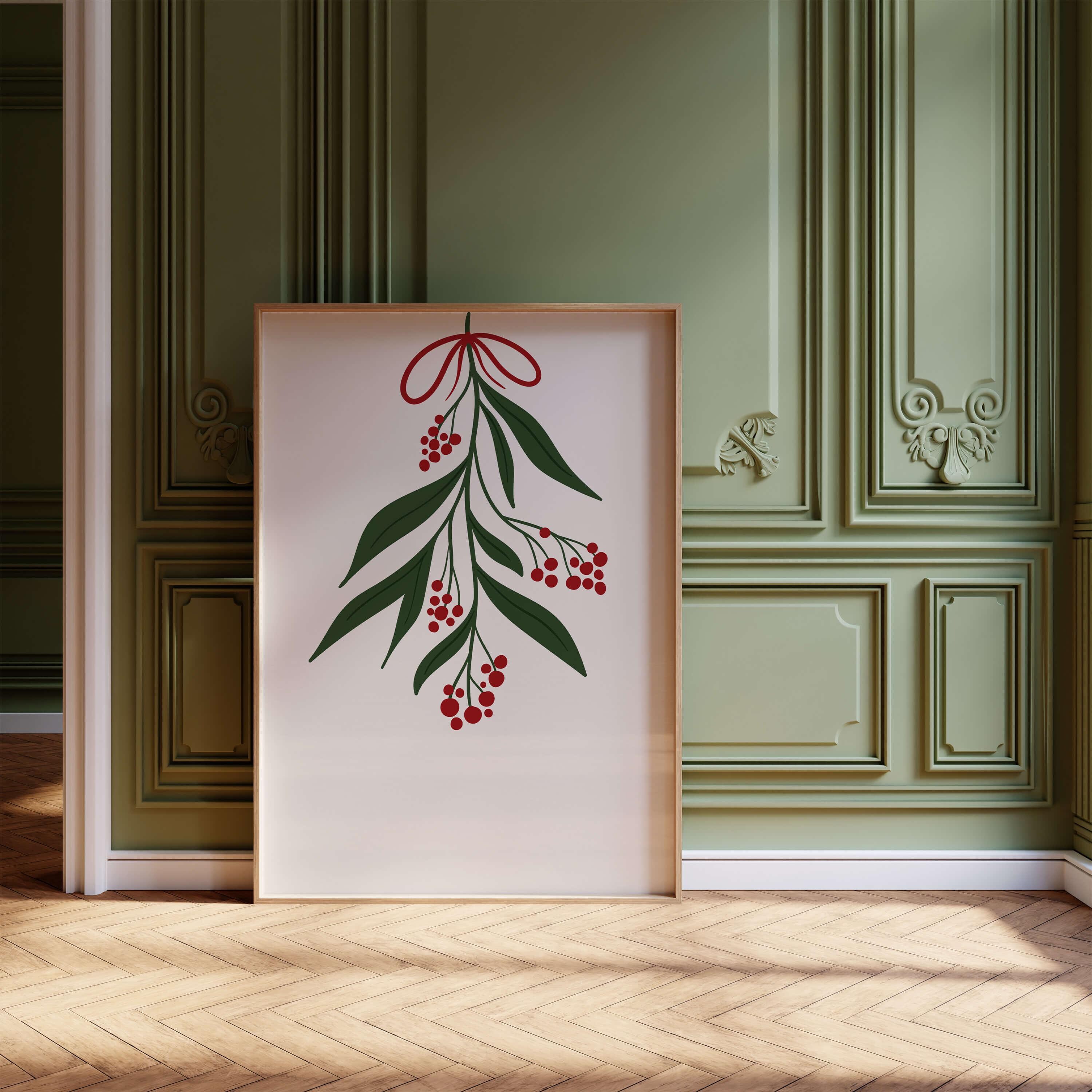 Mistletoe Christmas Print, Classic Christmas Poster, Trendy Christmas ...