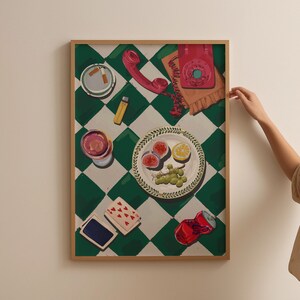 Poker Night Print, Retro Kitchen Wall Art, Trendy Bar Cart Print ...