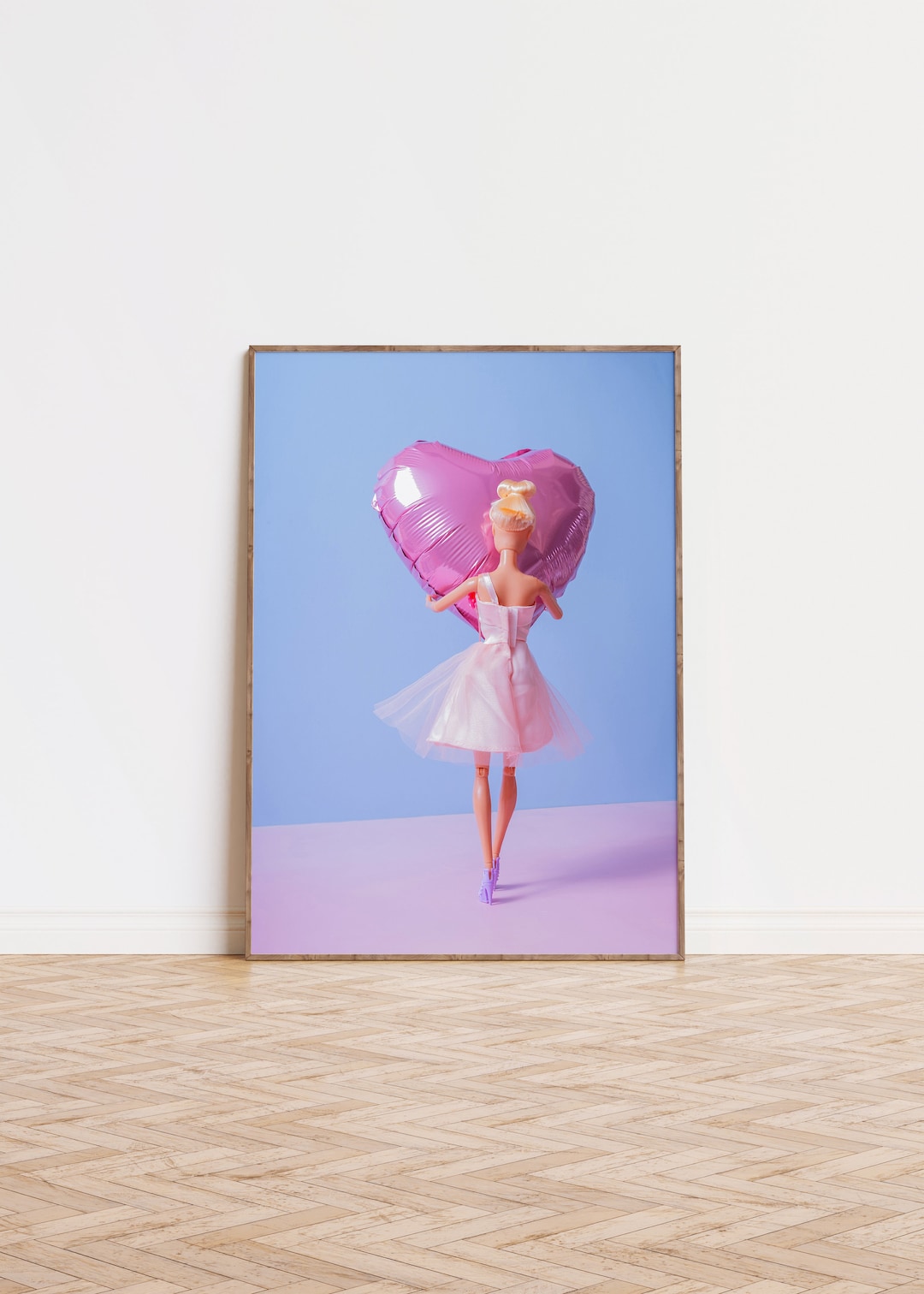 Retro Doll Poster, Heart Balloon Print, Girly Wall Art, Preppy Poster ...