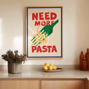 Pasta Kitchen Wall Art, Spaghetti Kitchen Print, Italian Kitchen Poster ...
