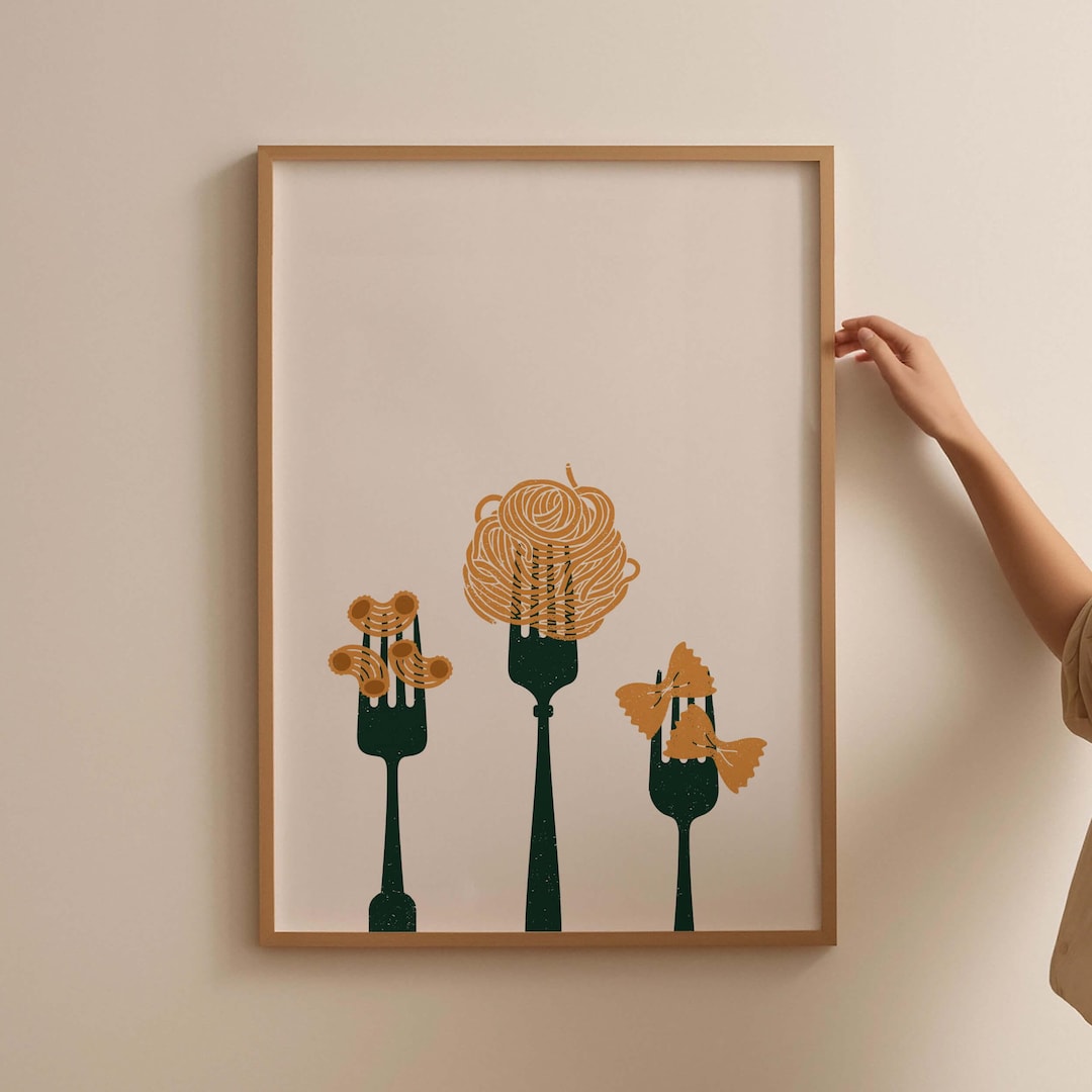 Pasta Kitchen Wall Art, Spaghetti Kitchen Print, Italian Kitchen Poster ...