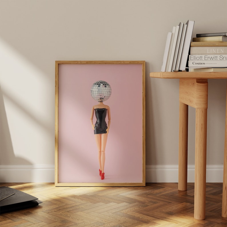 Retro Doll Poster Doll Disco Ball Girly Wall Art Preppy - Etsy