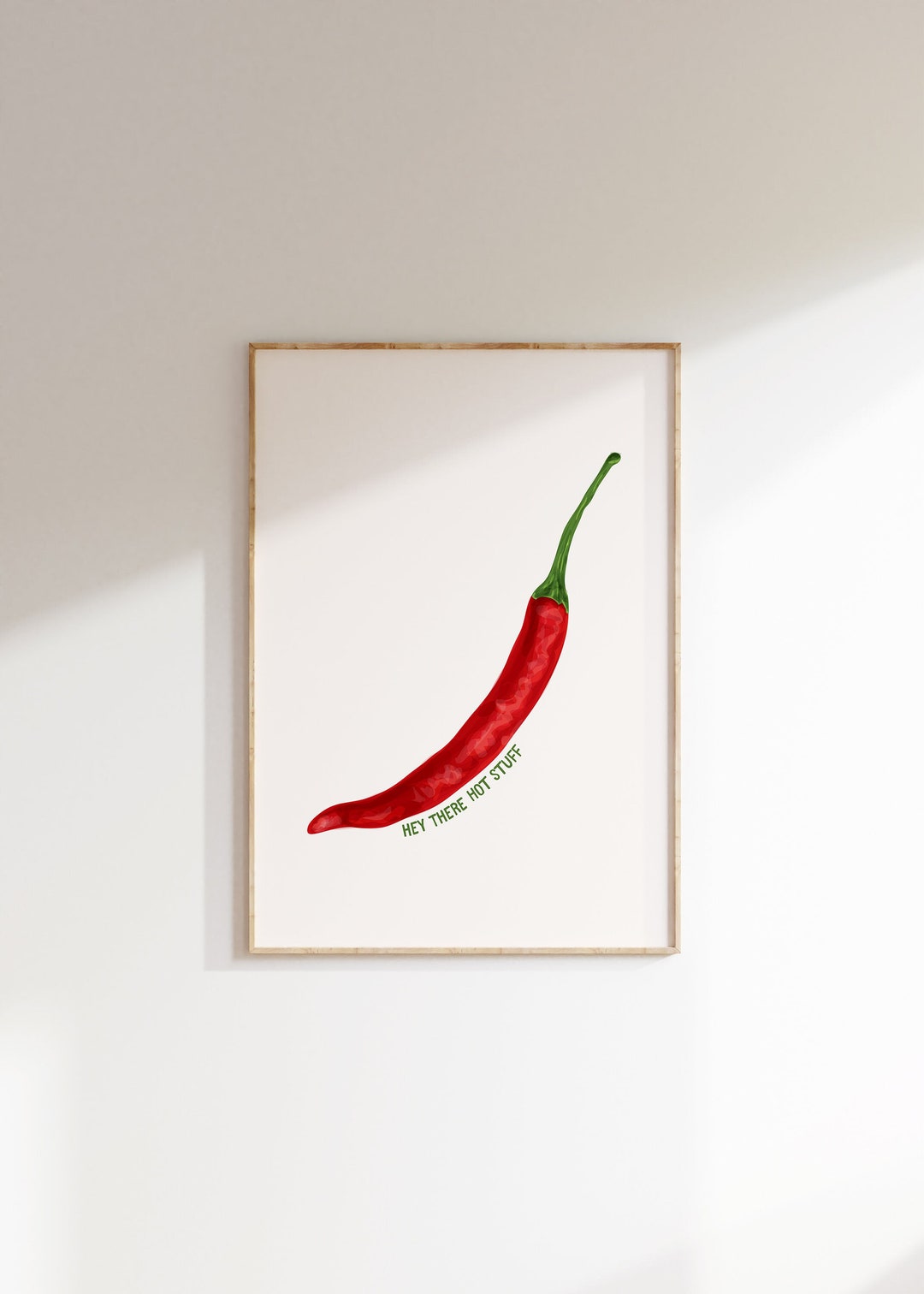 Hot Chili Pepper Print, Retro Kitchen Wall Decor, Minimalist Food Print ...