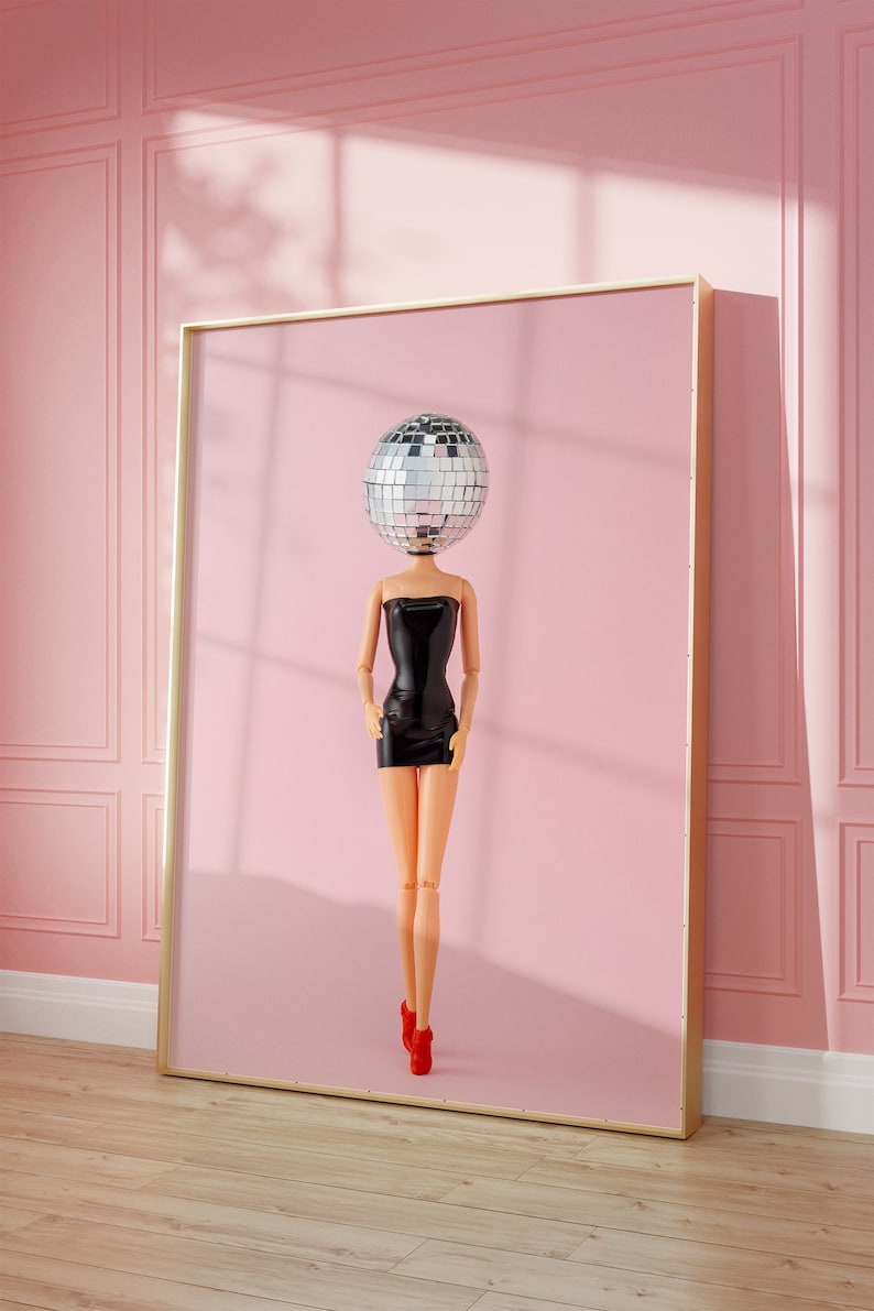 Retro Doll Poster Doll Disco Ball Girly Wall Art Preppy - Etsy