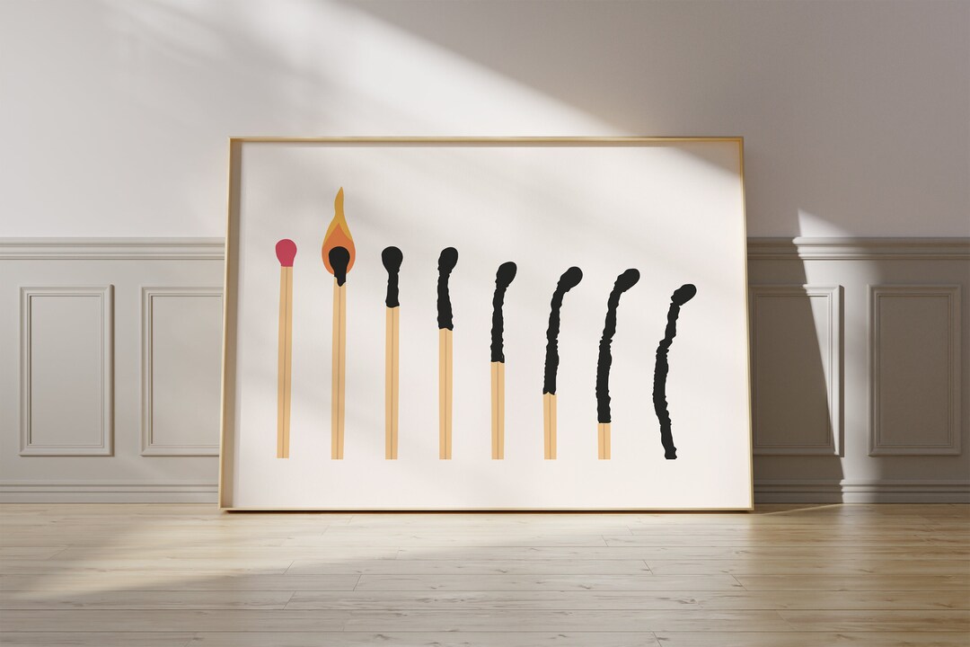 Landscape Matches Print, Bright Colorful Print, Matchbook Art, Retro ...