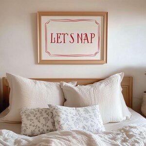 Let's Nap Above Bed Wall Print, Stay in Bed Print, Aesthetic Bedroom ...