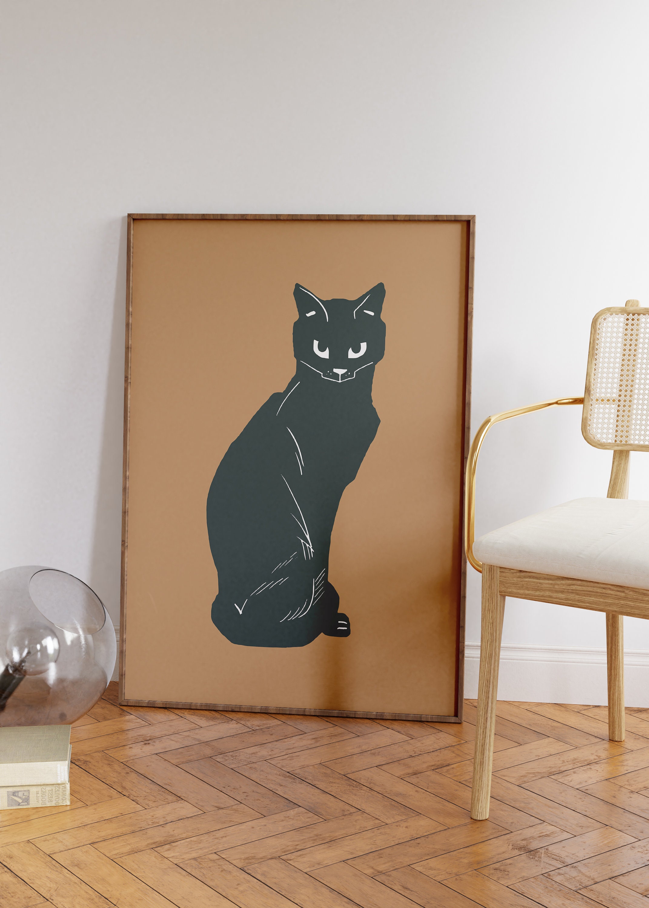 Black Cat Halloween Print Gothic Home Decor Neutral Spooky - Etsy