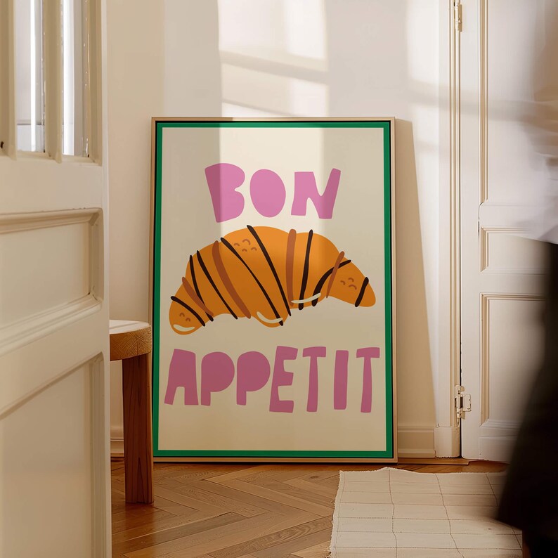 Bon Appetit Croissant Print: Trendy Kitchen Art (digital Download) - Etsy