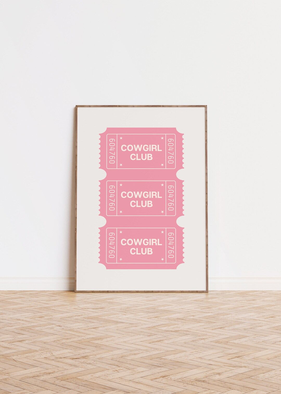 Pink Cowgirl Club Print, Admission Ticket Print, Preppy Apartment ...