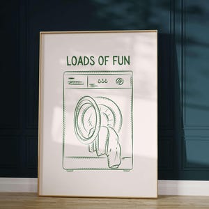 Green Loads of Fun Print, Minimalist Laundry Room Print, Funny Laundry ...