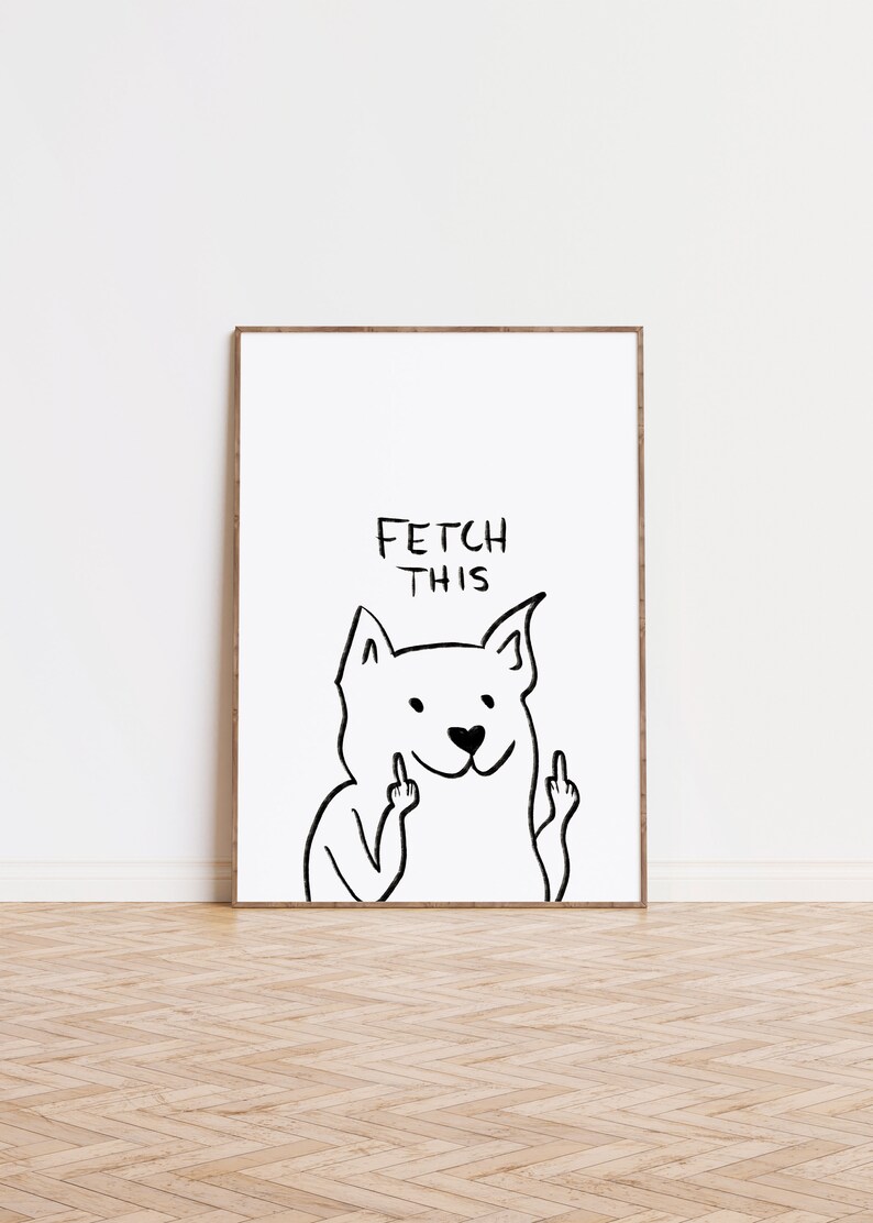 White Fetch This Dog Poster Typography Art Print Dog Art - Etsy