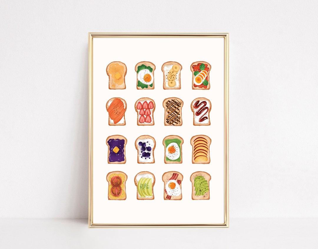 Toast Breakfast Print, Avocado Toast Decor, Trendy Kitchen Wall Art ...