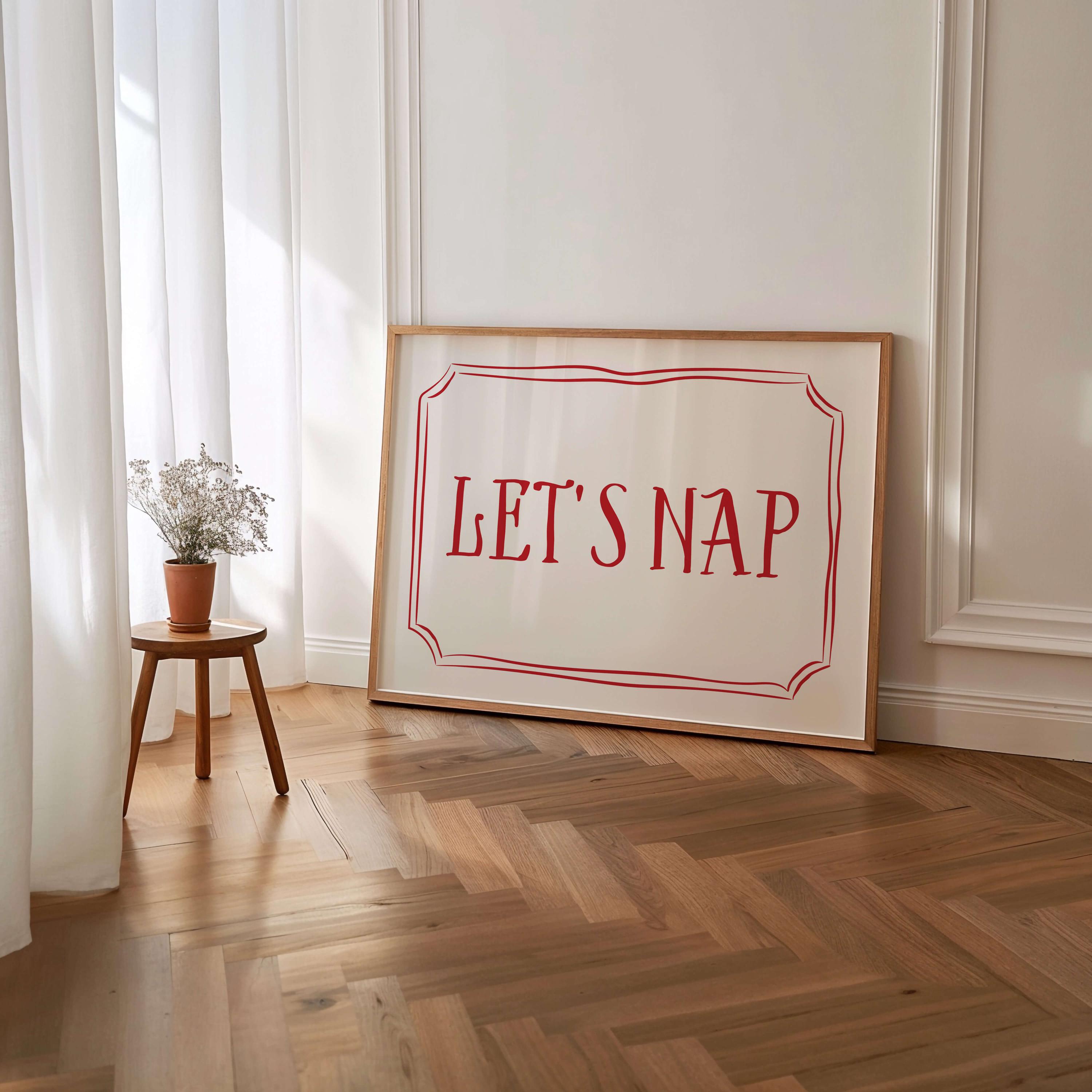 Let's Nap Above Bed Wall Print, Stay in Bed Print, Aesthetic Bedroom ...
