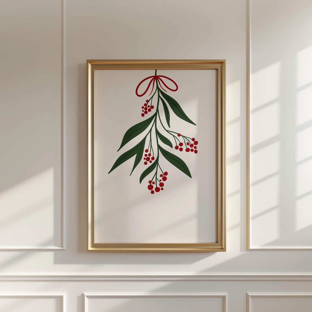 Mistletoe Christmas Print, Classic Christmas Poster, Trendy Christmas ...