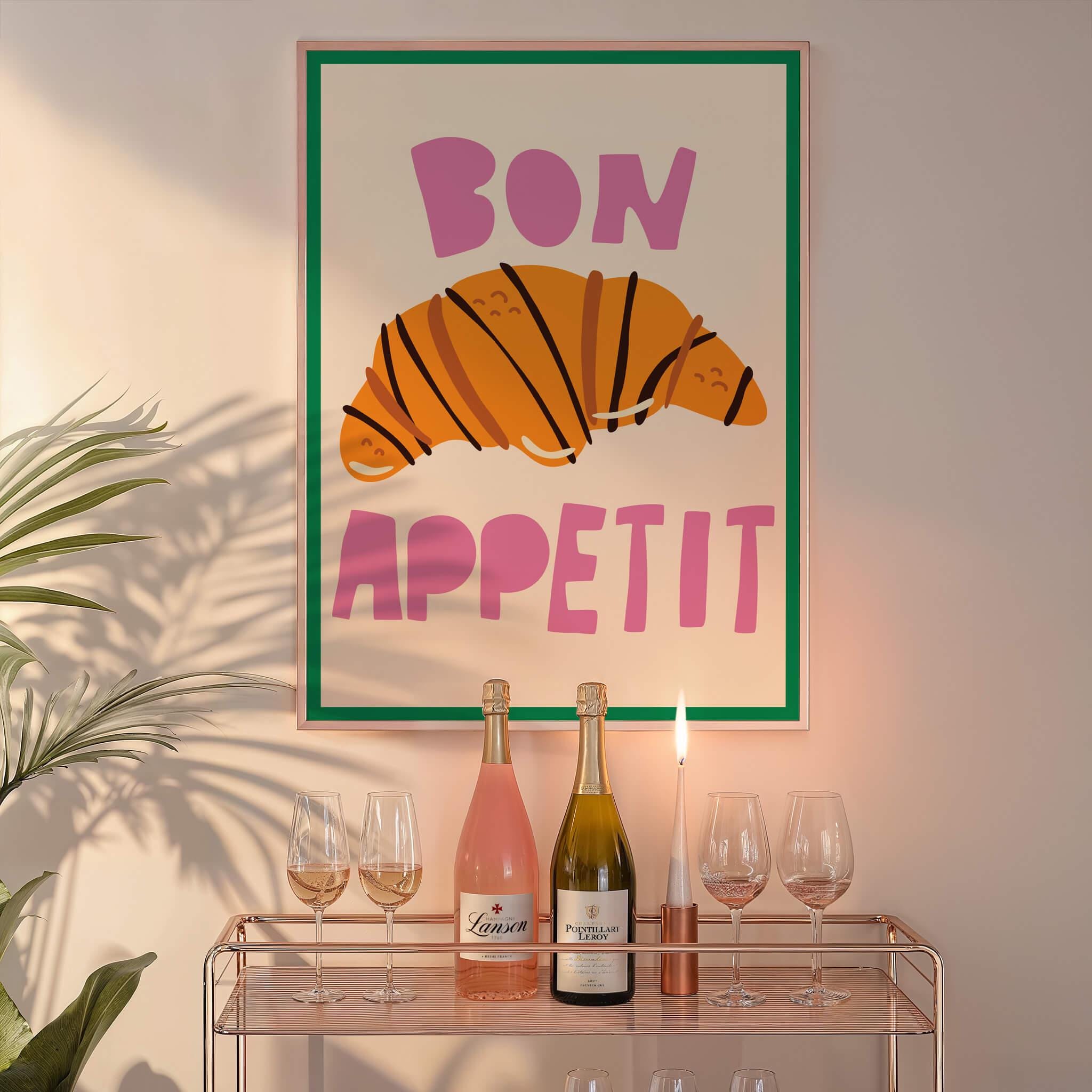 Bon Appetit Croissant Print: Trendy Kitchen Art (digital Download) - Etsy