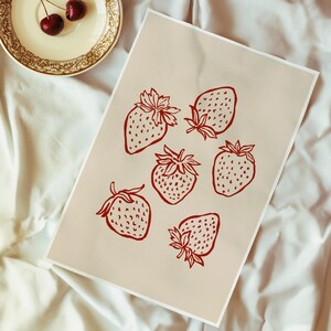 Strawberry Kitchen Print: Minimalist Food Wall Art (digital Download ...