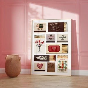 Vintage Matchbox Print, Retro Matchbook Wall Art, Trendy Matches Poster ...