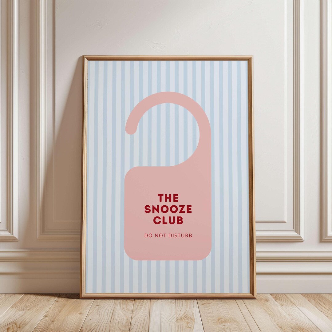 Snooze Club Door Sign Print, Above Bed Poster, Homebody Introvert Print ...