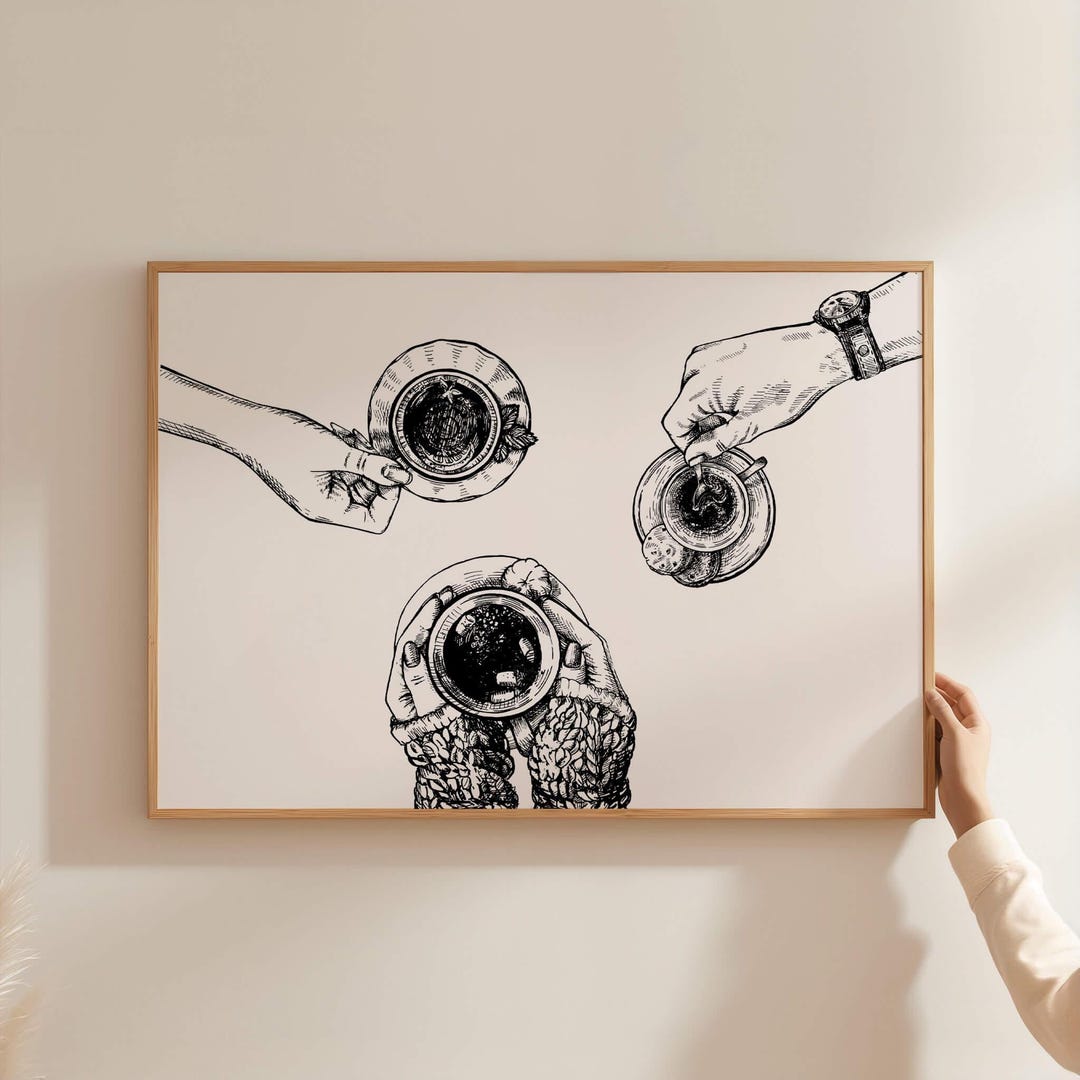 Tea Cup Print, Coffee Cup Kitchen Wall Art, Coffee Bar Decor, Kitchen ...