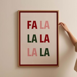 Fa La La Christmas Sign, Classic Christmas Poster, Trendy Christmas ...