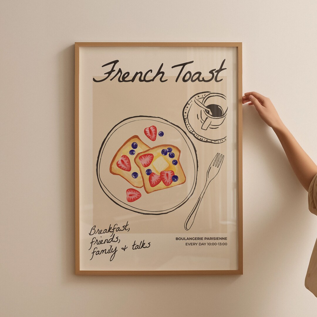 French Toast Breakfast Print, Avocado Toast Decor, Trendy Kitchen Wall ...