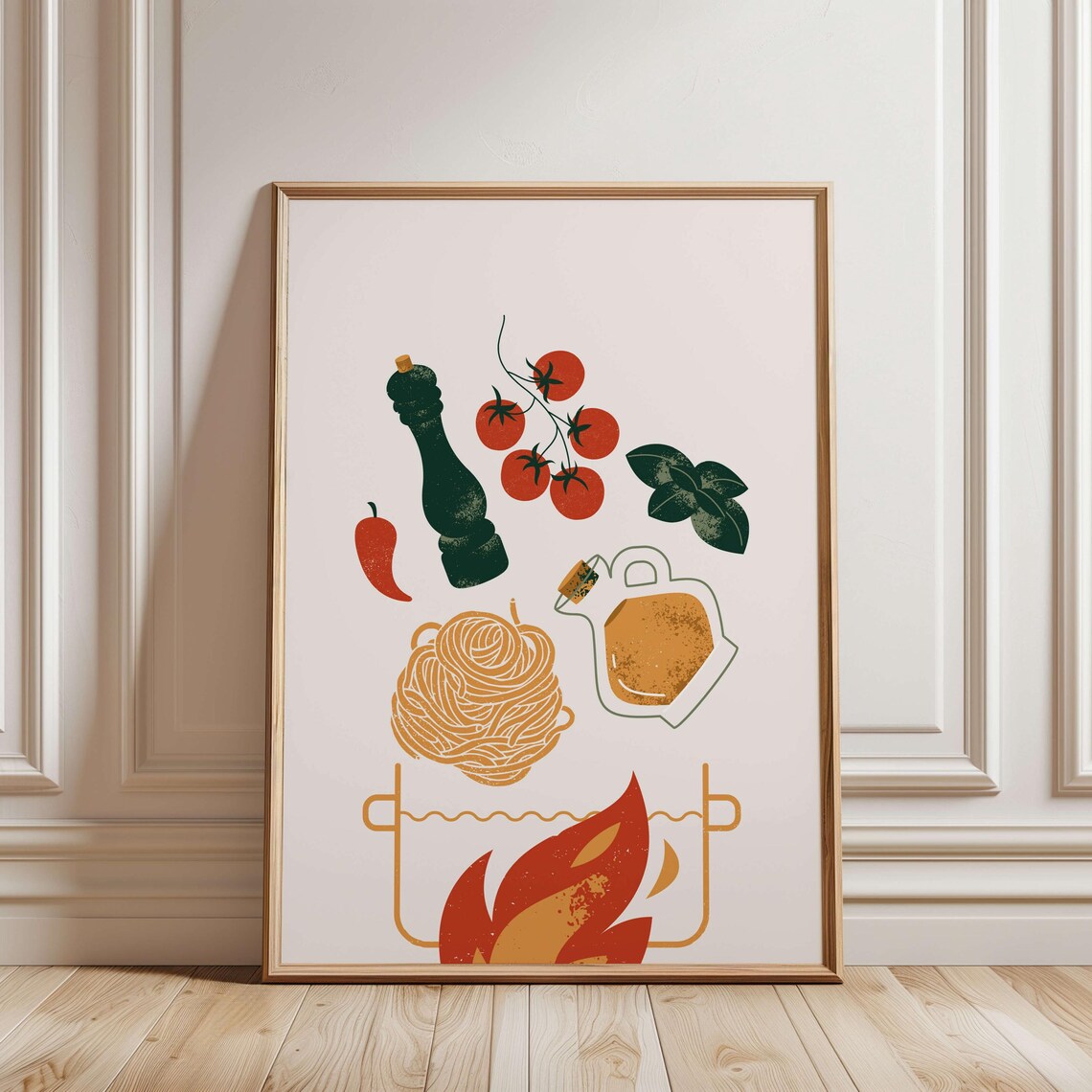 Spaghetti Kitchen Print: Trendy Italian Food Art Poster (digital ...