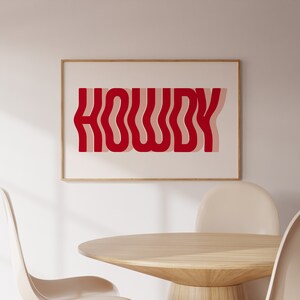 Red Howdy Typography Art Print, Western Decor, Trendy Cowgirl Print ...