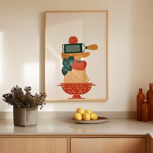 Pasta Kitchen Wall Art, Spaghetti Kitchen Print, Italian Kitchen Poster ...