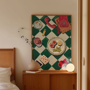 Poker Night Print, Retro Kitchen Wall Art, Trendy Bar Cart Print ...