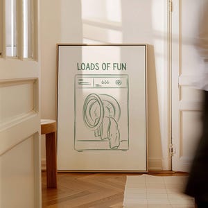 Green Loads of Fun Print, Minimalist Laundry Room Print, Funny Laundry ...