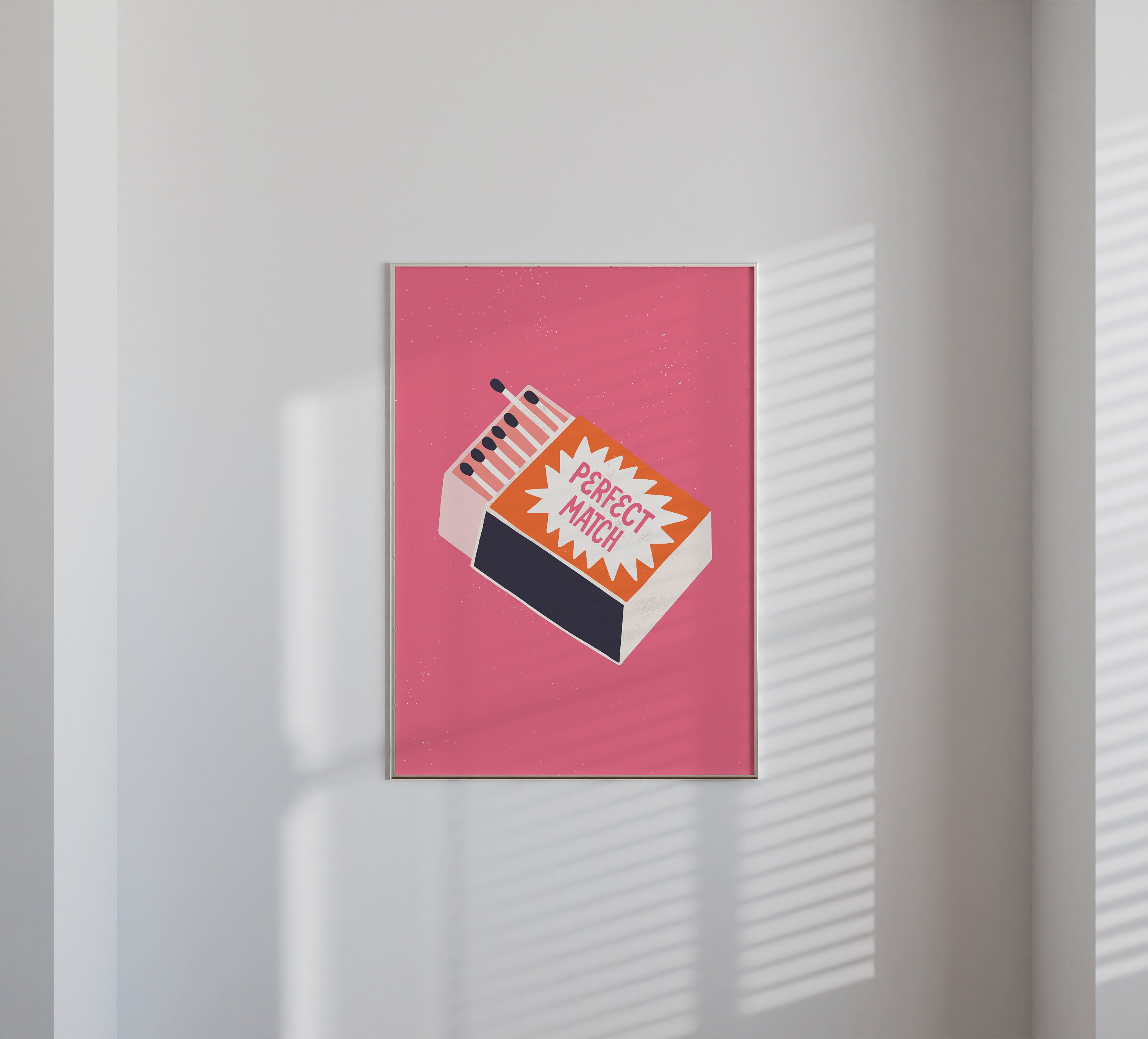 Perfect Match Wall Art Print, Bright Colorful Print, VSCO Matchbook Art ...